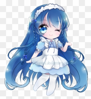 Anime Chibi Drawing Art - Blue Hair Chibi Anime Girl - Free Transparent ...